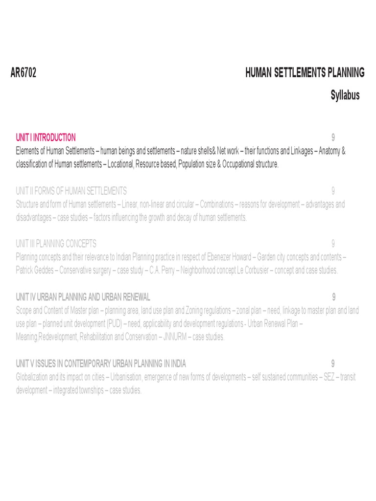 Unit 1 Human Settlement Planning | PDF | Nature