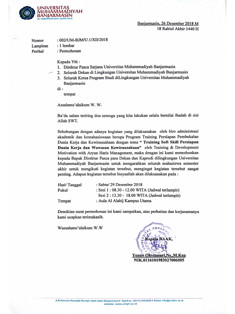 Surat Kegiatan Training PDF | PDF