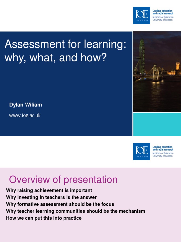 Assessment For Learning: Why, What, and How?: Dylan Wiliam | PDF ...