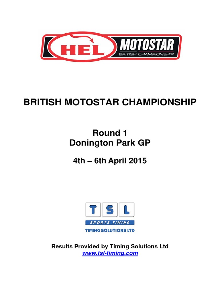 British Motostar Championship: Round 1 Donington Park GP | PDF | Racing ...