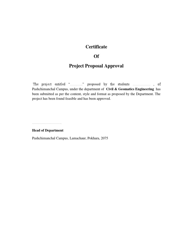 Certificate of Project Proposal Approval | PDF