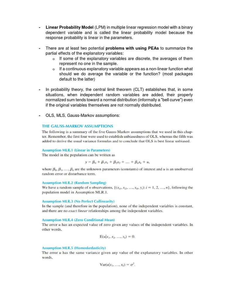 Linear Probability Model (LPM) in Multiple Linear Regression Model With ...