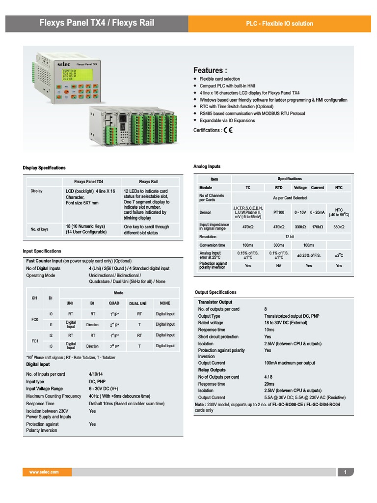 Flexys Panel TX4 Flexys Rail-230V | PDF | Programmable Logic Controller ...