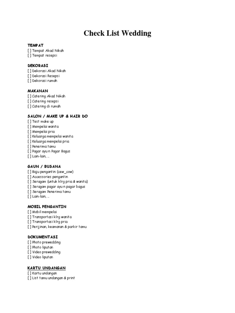 Wedding Checklist | PDF