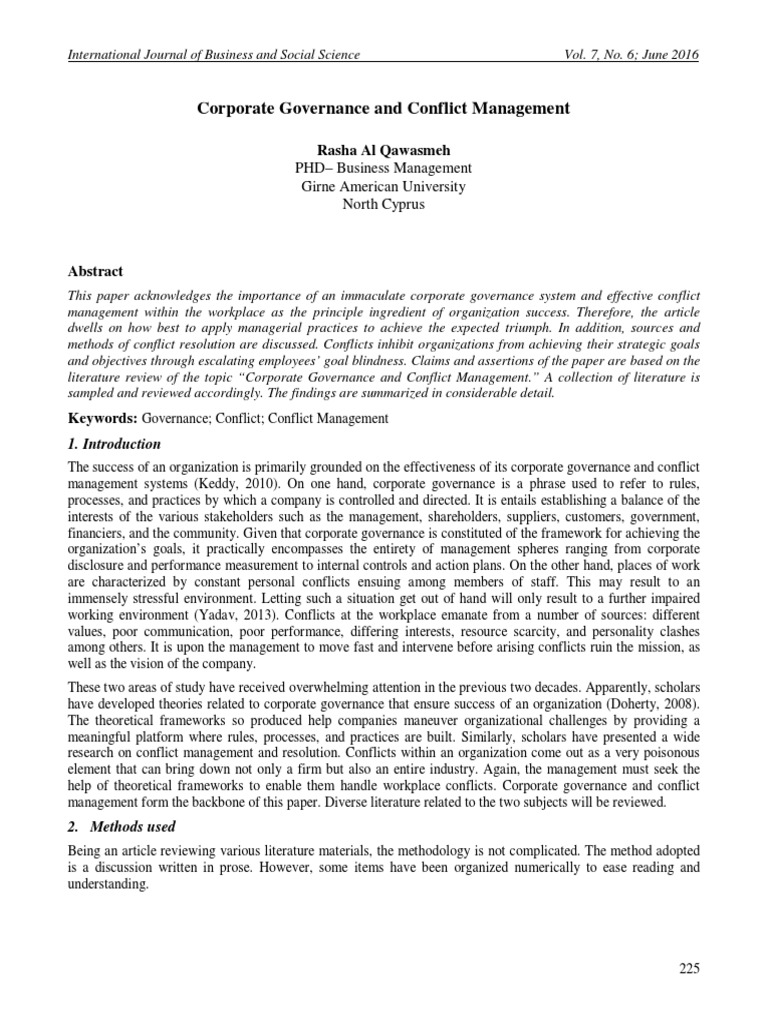 Corporate Governance and Conflict Management: Rasha Al Qawasmeh ...