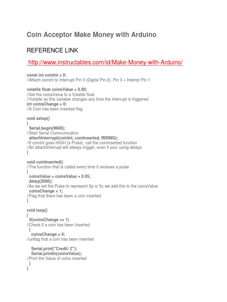 Arduino Coin Acceptor Guide | PDF | Computer Engineering | Computing