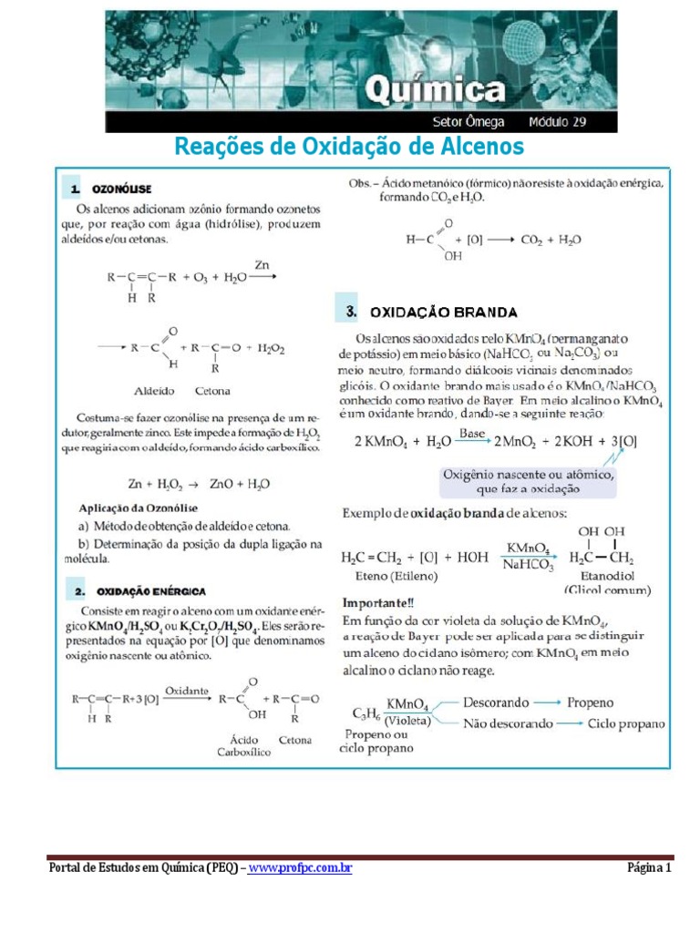 Reações de Oxidação de Alcenos | PDF | Alceno | Reações químicas