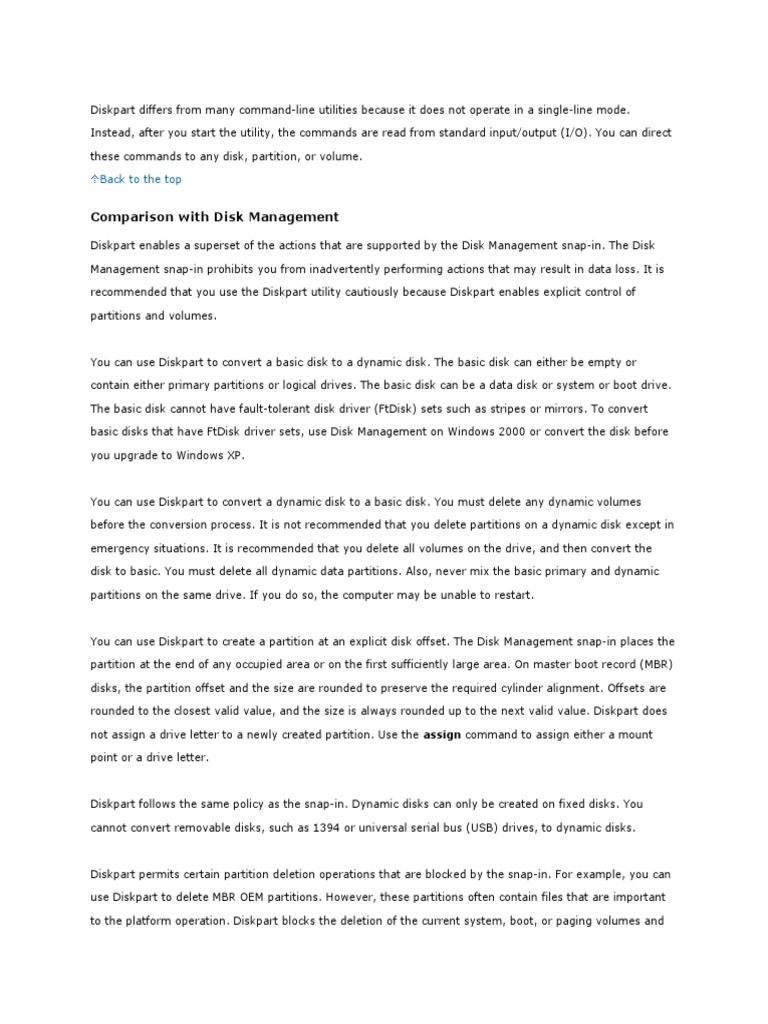 Diskpart Differs From Many Command | PDF | Ibm Pc Compatibles ...