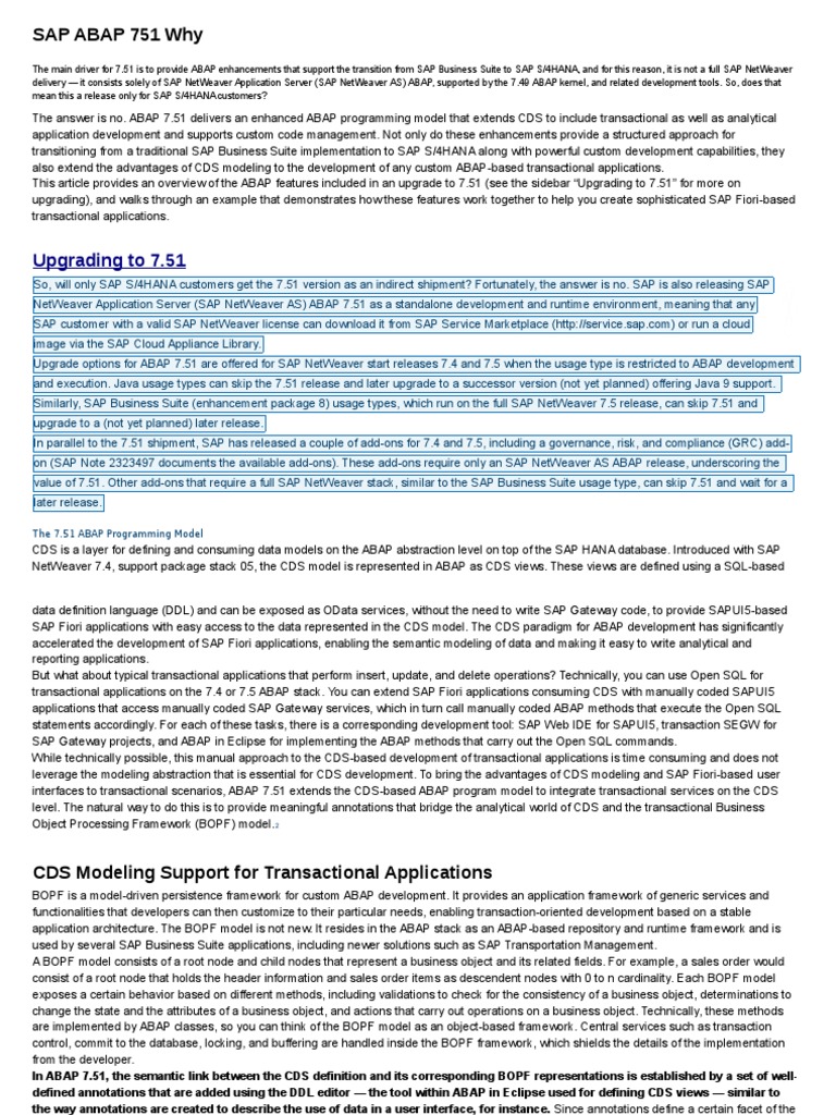 Sap Abap 751 Why | PDF | Object (Computer Science) | Sap Se
