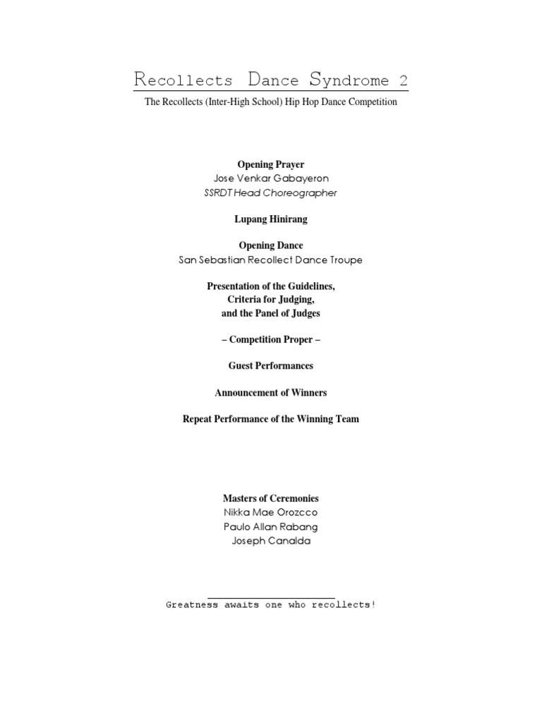 Program | PDF | Entertainment | Urban Street Dance And Music