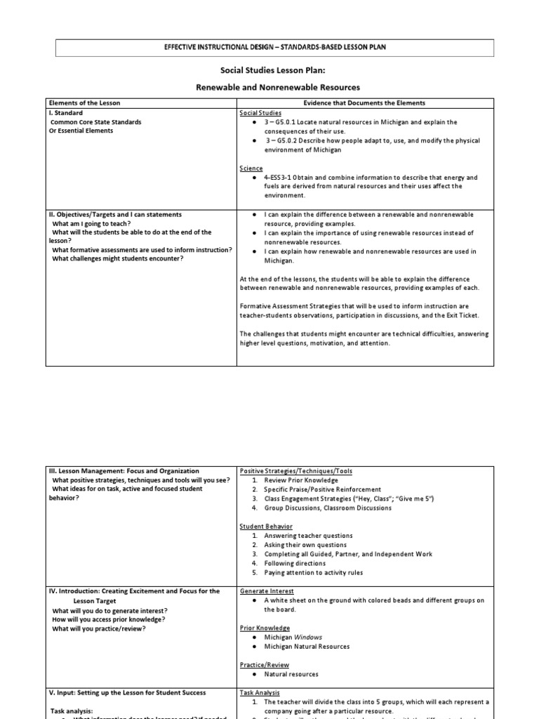 Resources Lesson Plan | PDF | Attention | Lesson Plan