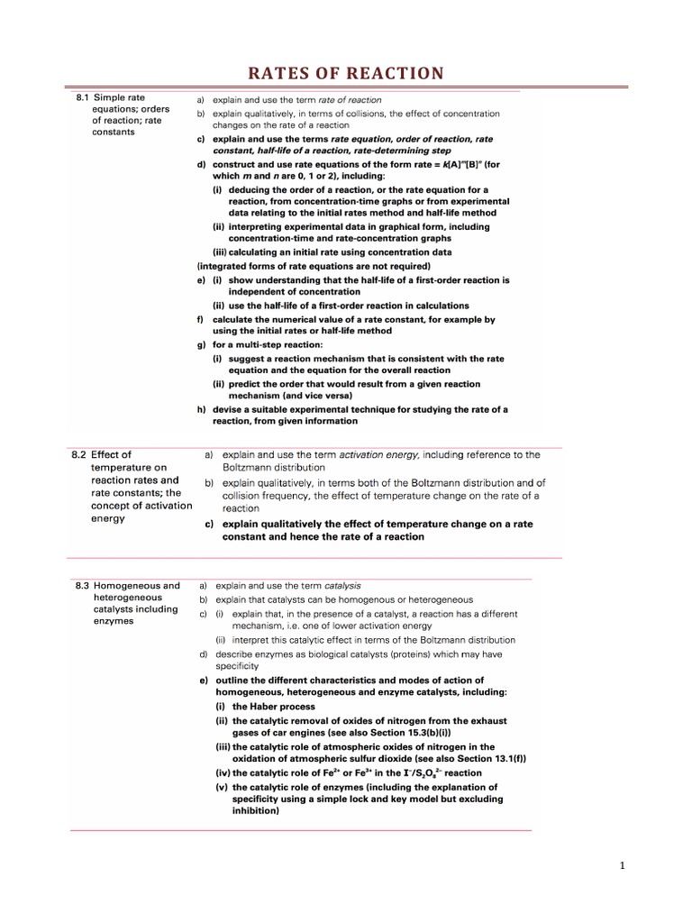 Rates Notes | PDF | Catalysis | Chemical Reactions