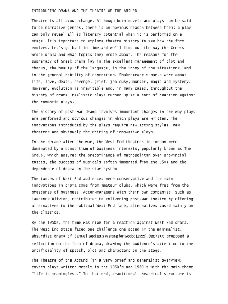 Theatre of The Absurd | PDF | Existentialism | Theatre