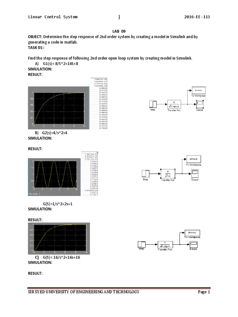 Lab 09 OBJECT: Determine The Step Response of 2nd Order System by ...