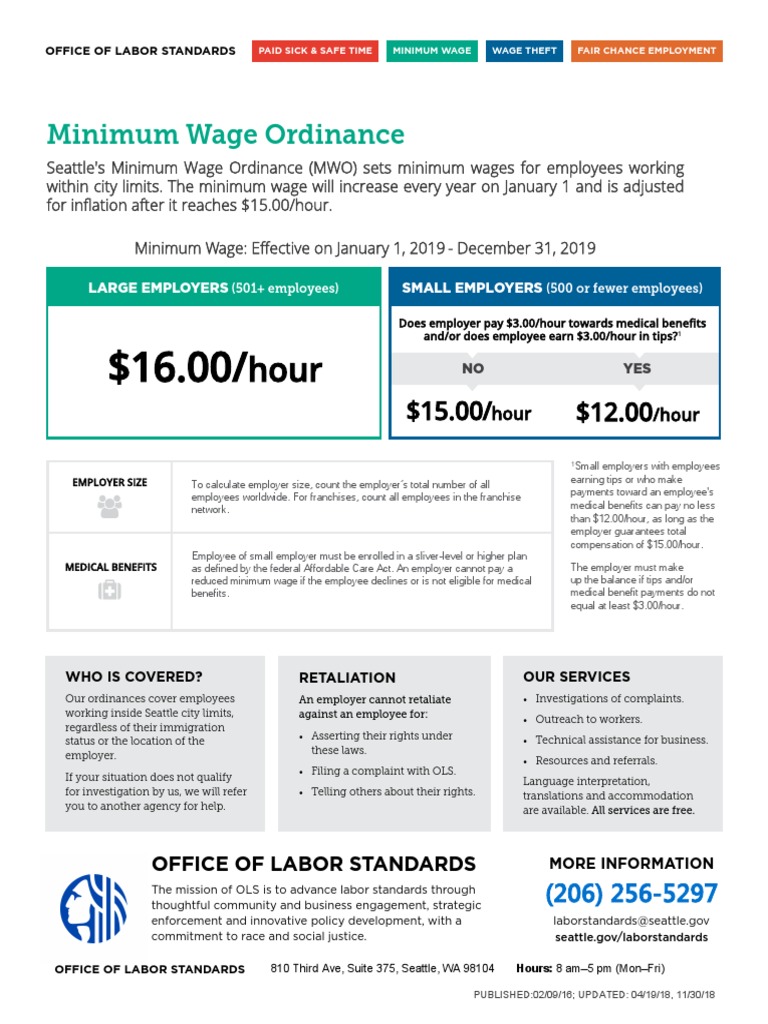 Seattle Labor Standards Guide | PDF | Minimum Wage | Wage