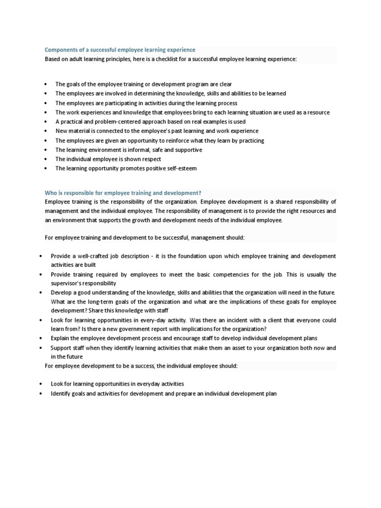 Components of A Successful Employee Learning Experience | PDF ...