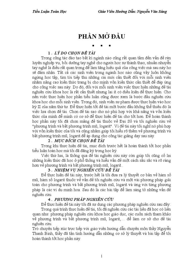Tieu Luan Toan-Pt, BPT Mu &logarit | PDF