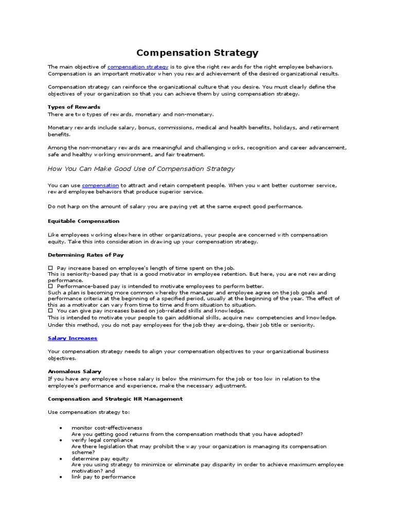 Compensation Strategy | PDF | Employee Retention | Employment