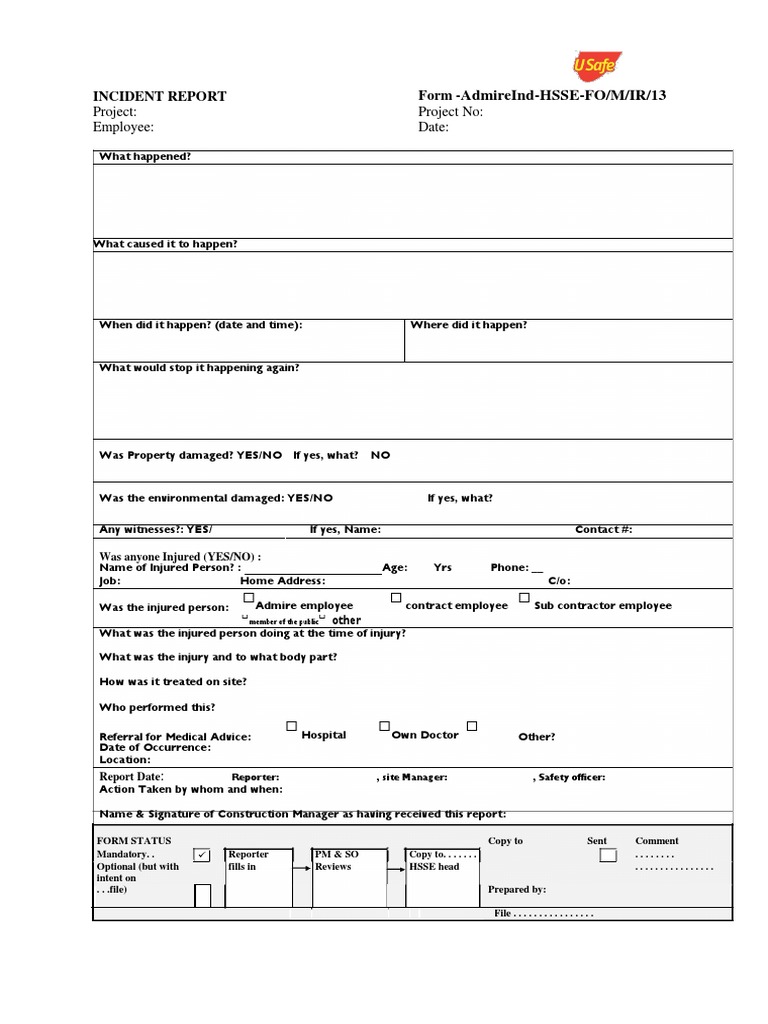 First Aid Report | PDF | Violence | Business