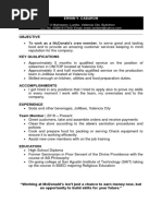 Jollibee Aplication Letter | PDF