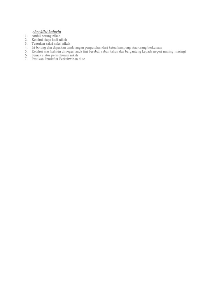 Checklist Kahwin | PDF