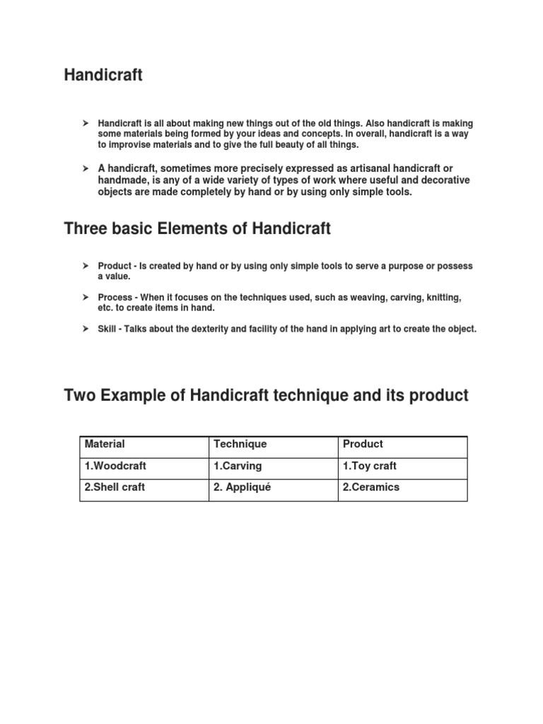 Handicraft | PDF