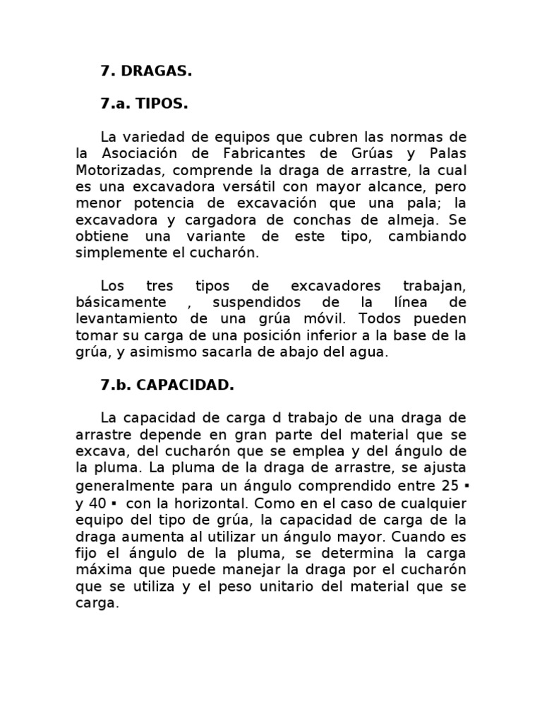Dragas | PDF | Grúa (máquina) | Fundación (Ingeniería)