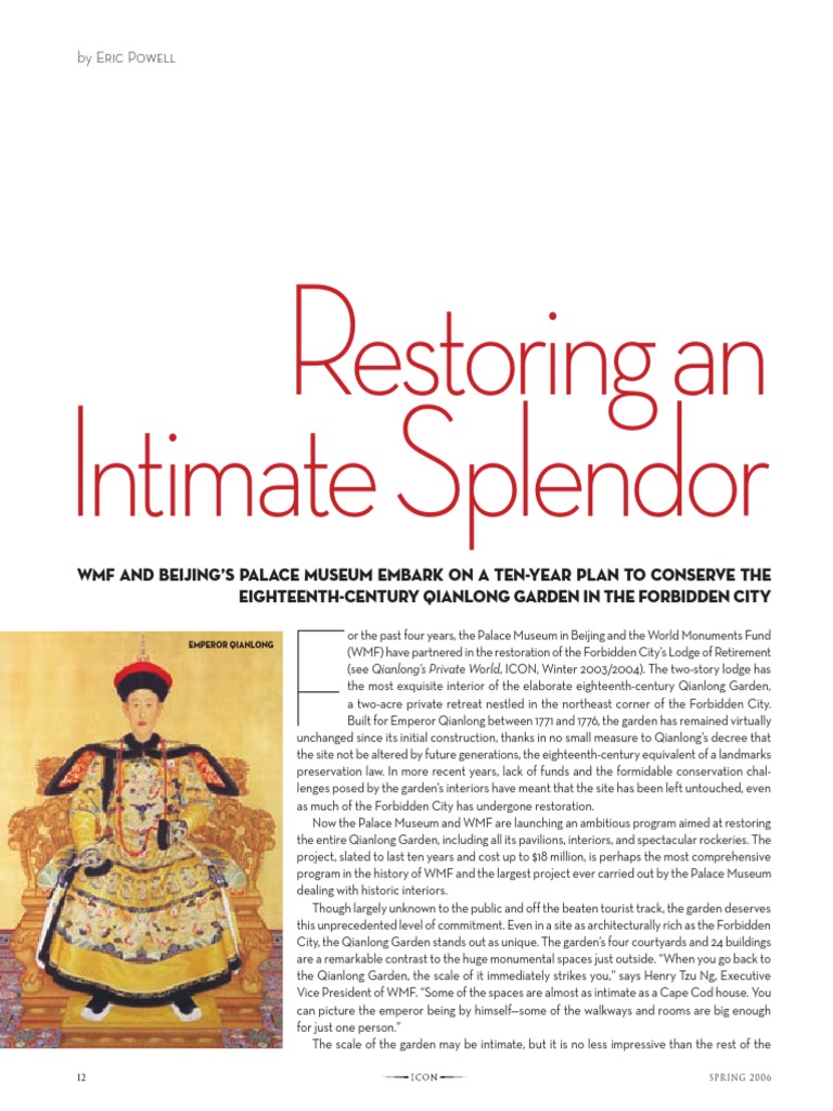 Restoration of Qianlong Garden Project | PDF
