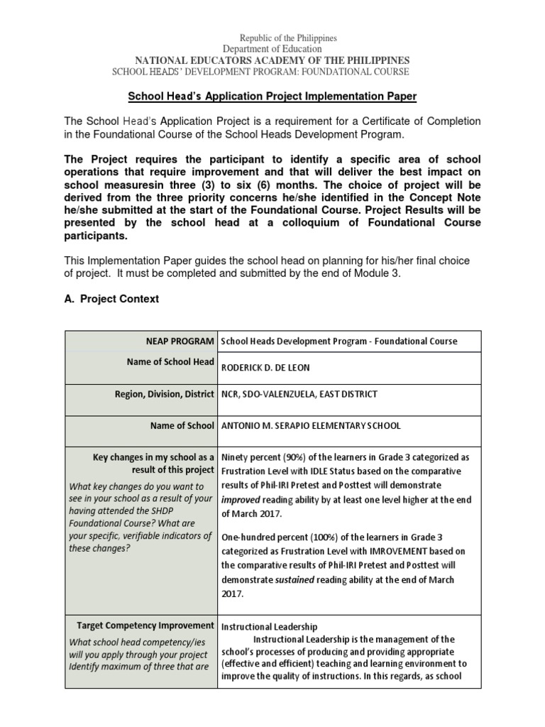 SHDP Foundation Course Application Project Plan | PDF | Curriculum ...