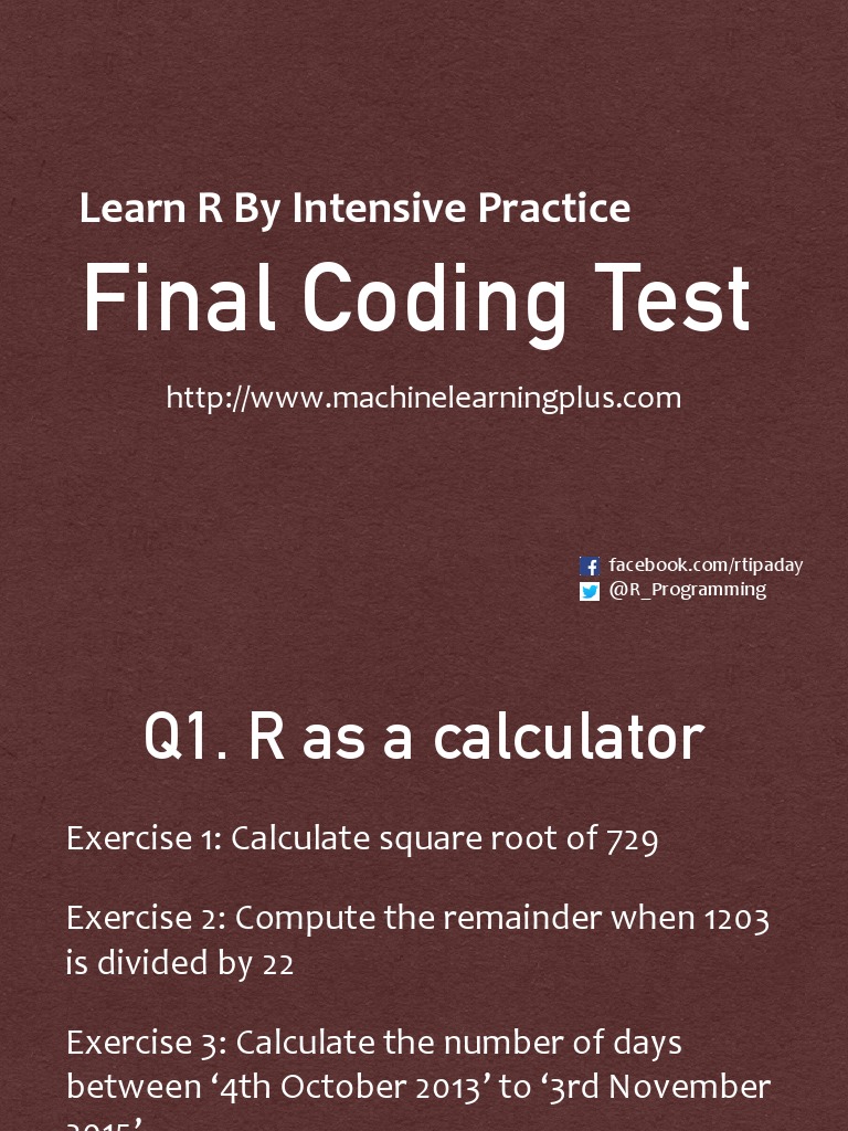 Learn R by Intensive Practice - Coding Test | PDF | Directory ...
