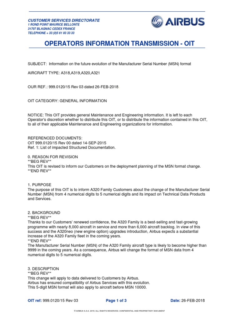 Information On The Future Evolution of The Manufacturer Serial Number ...