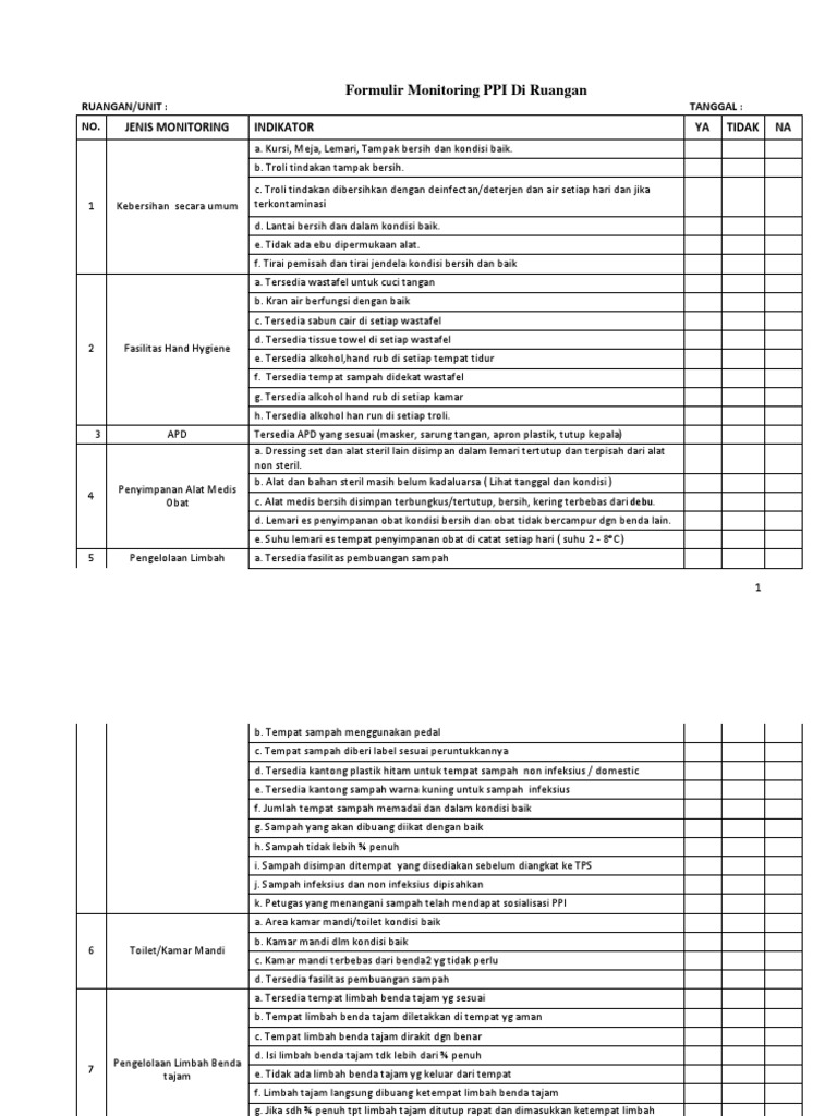 1 Form Monitoring Rawat Inap | PDF