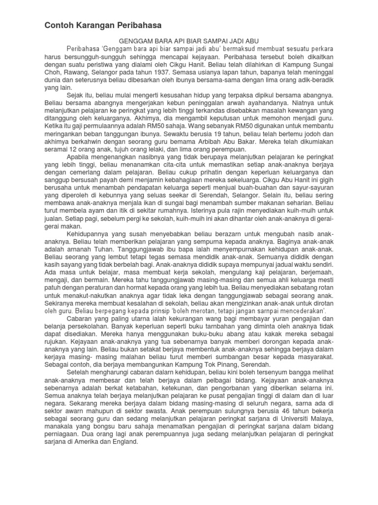 Contoh Karangan Peribahasa | PDF