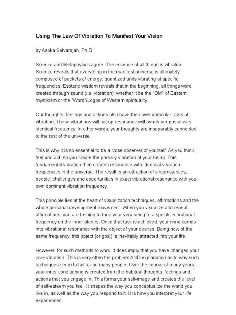 Using The Law of Vibration To Manifest Your Vision | PDF | Mind | Thought