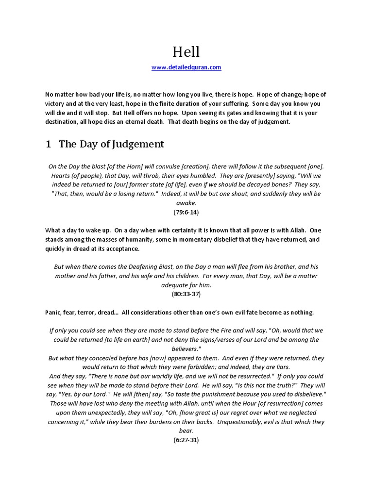 Judgement Day Islam | PDF | Hell | Last Judgment