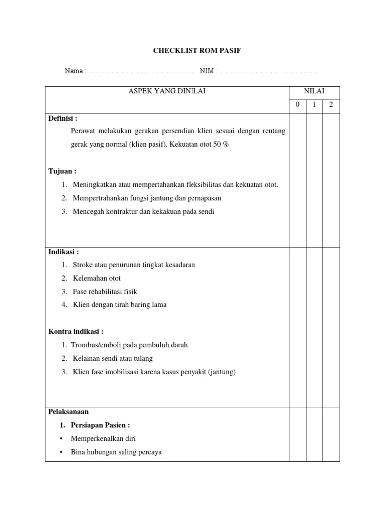 Checklist Rom Pasif | PDF