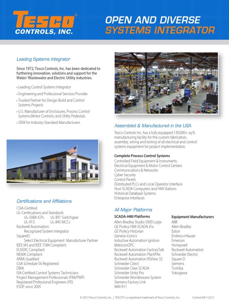 TESCO Systems Integration Brochure | PDF | Scada | Automation
