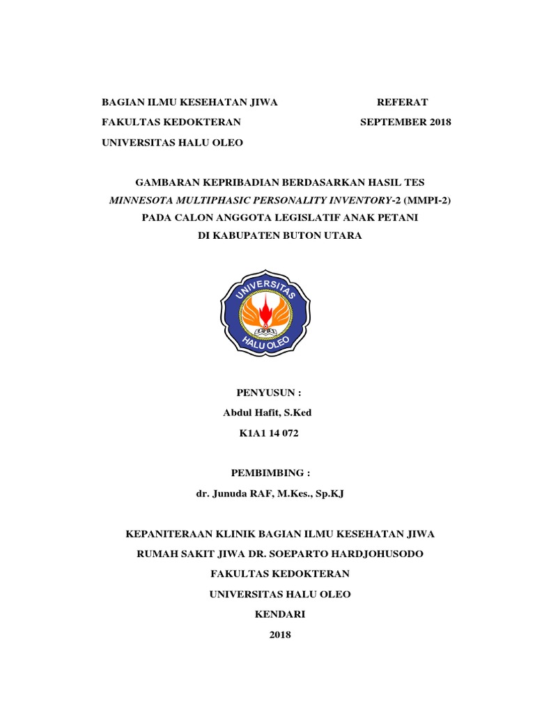 Gambaran Kepribadian Berdasarkan Hasil Tes Minnesota Multiphasic ...