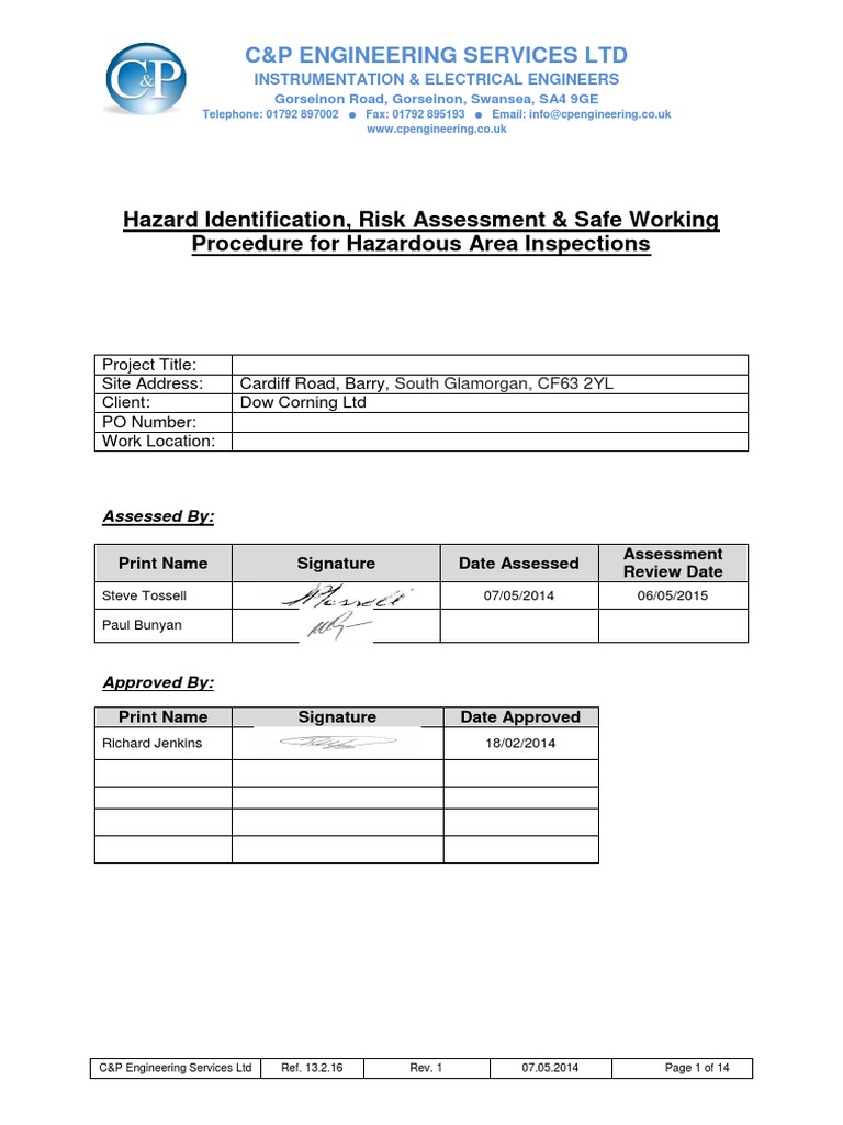 Hazardous Area Risk Assessment Guide | PDF | Personal Protective ...