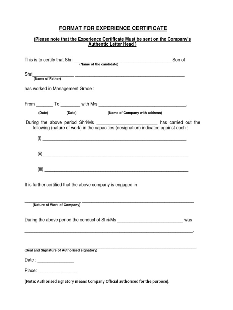 Experience Letter Format | PDF