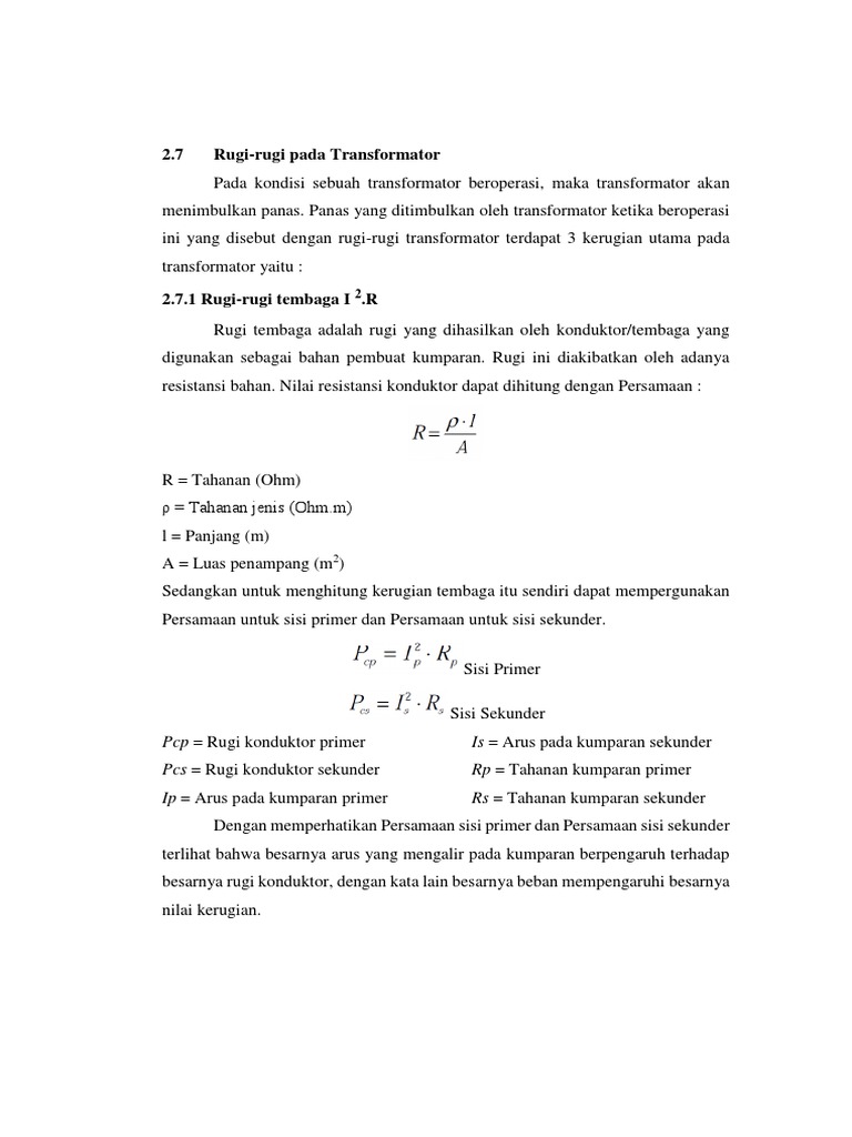 Rugi-rugi pada Transformator dan Perhitungannya | PDF | Sains & Matematika