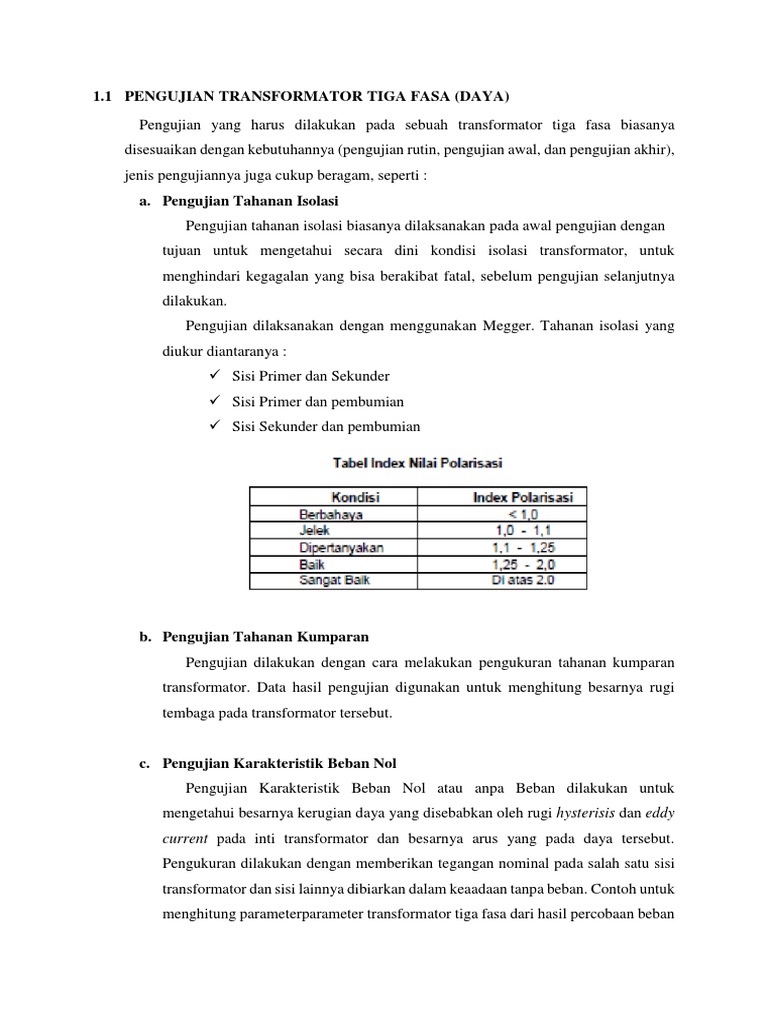 Parameter Pengujian Trafo | PDF