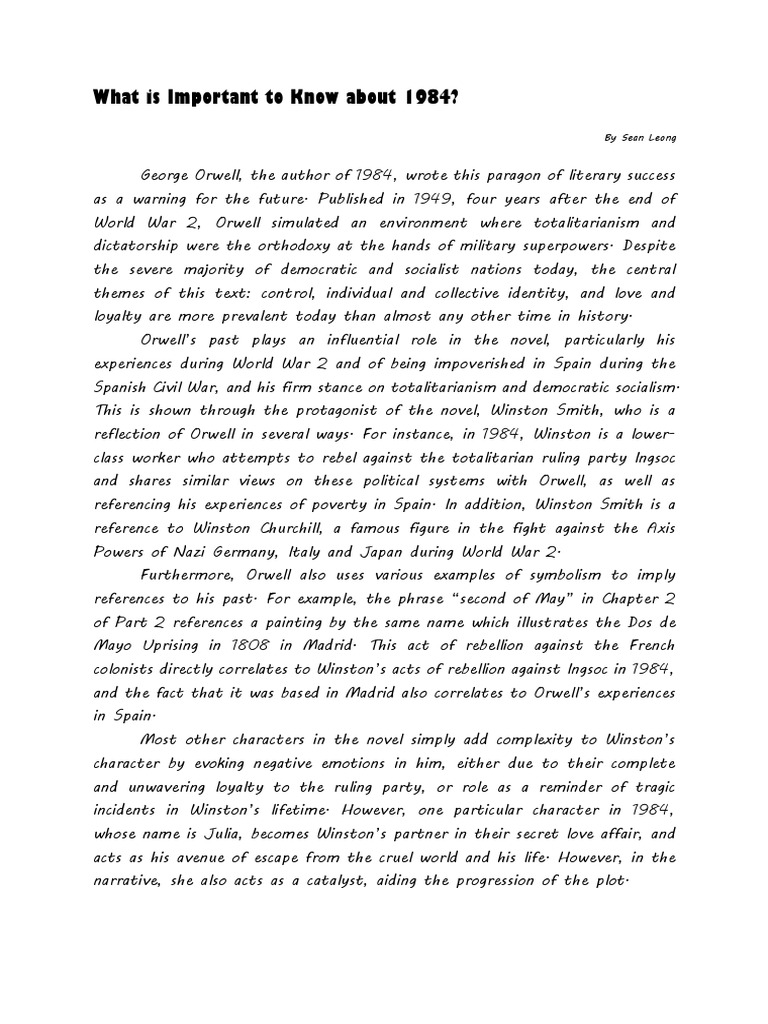 What Is Important To Know About 1984? | PDF | George Orwell | Unrest
