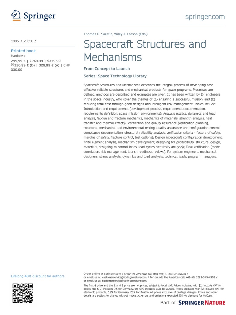 Spacecraft Structures and Mechanisms: Printed Book | PDF | Engineering ...