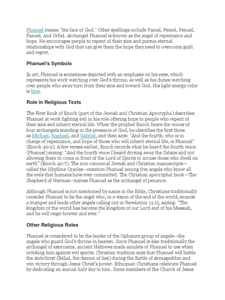 Archangel Phanuel | PDF | Archangel | Angel