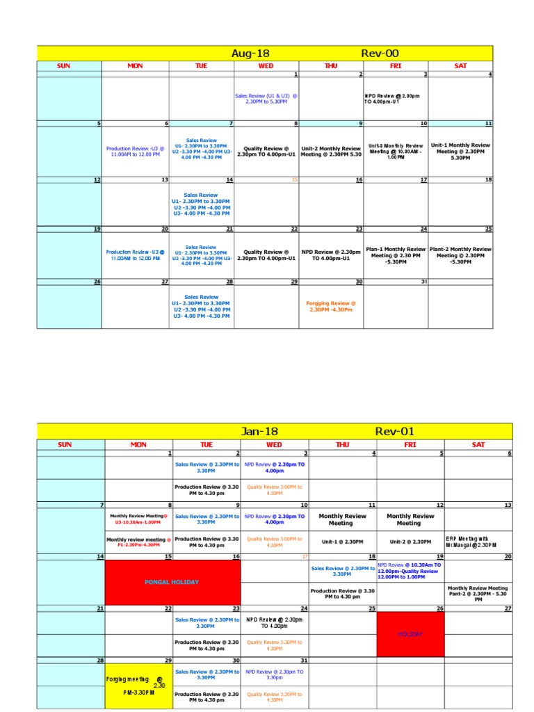 Aug - Monthly Schedule | PDF