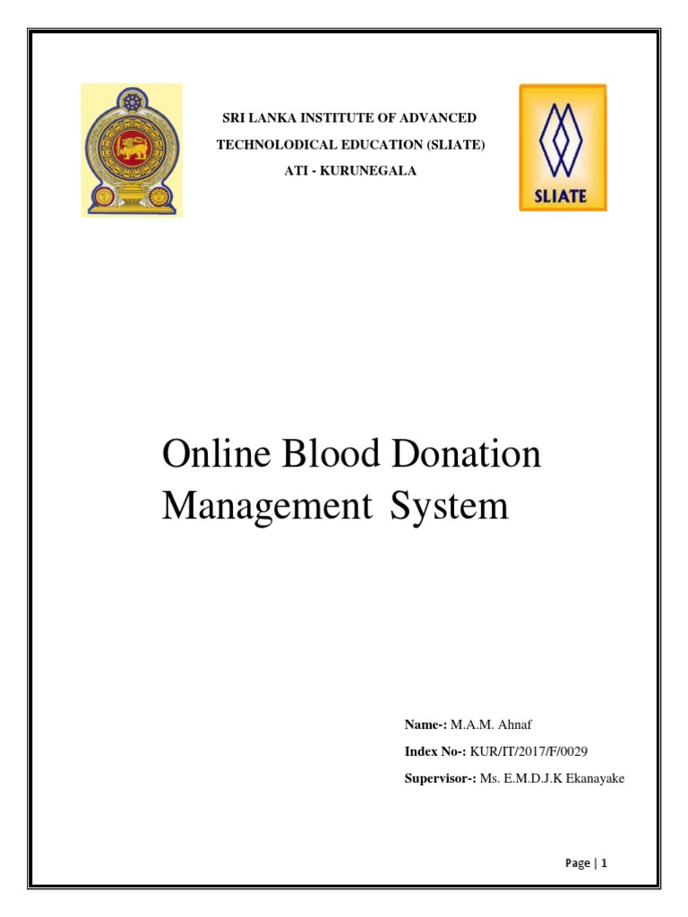 Online Blood Donation Management System | PDF | Blood Donation | Databases