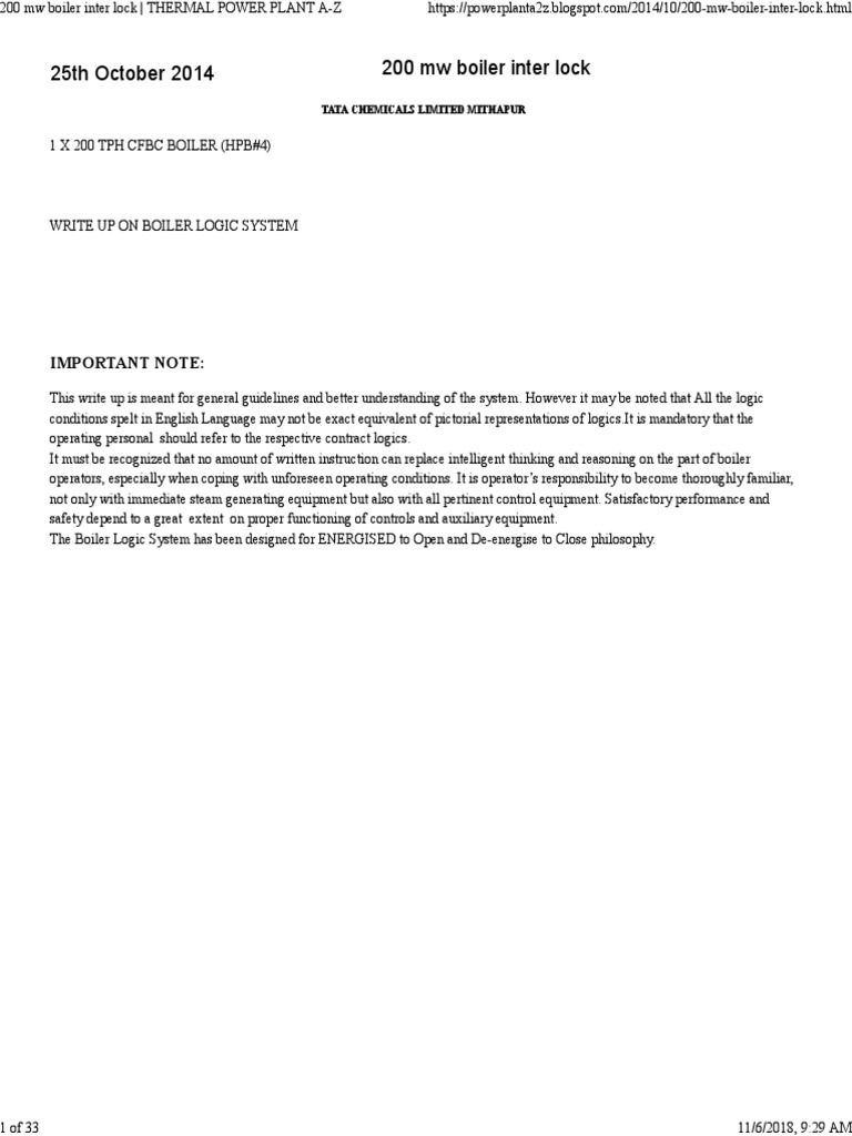 200mw Boiler Interlock PDF | PDF | Valve | Boiler