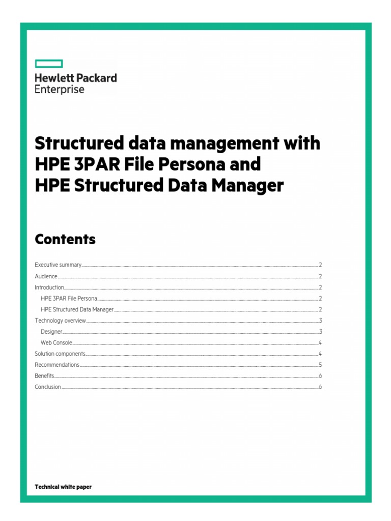 Structured Data Management With HPE 3PAR File Persona and HPE ...