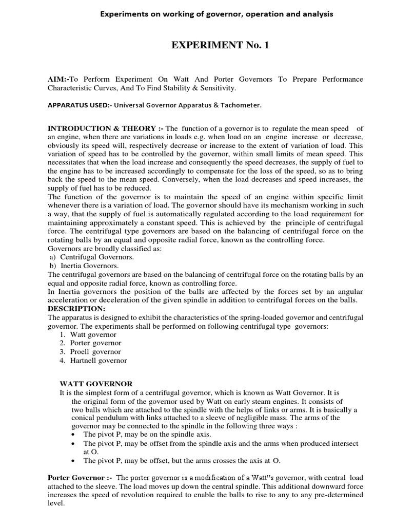 Exp 5 Governor | Download Free PDF | Force | Acceleration